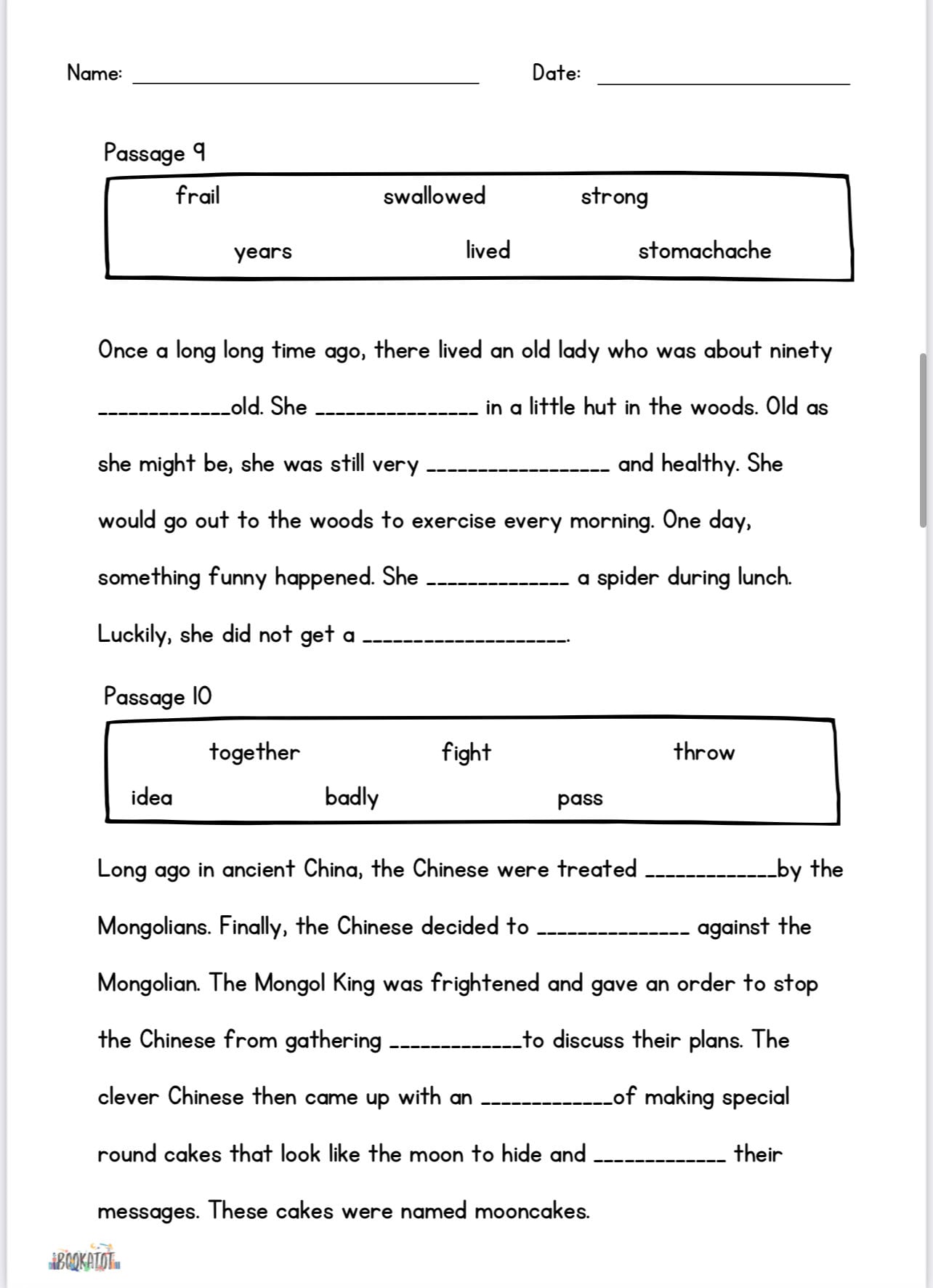 24 Printable Cloze Passage Practices for Grade 1/primary 1 Students. - Etsy
