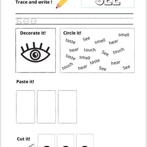 Preschool Kindergarten Printable Worksheet - Our Five Senses ...