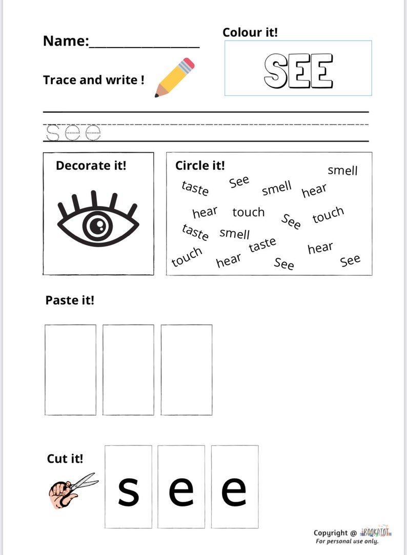 Preschool Kindergarten Printable Worksheet - Our Five Senses ...
