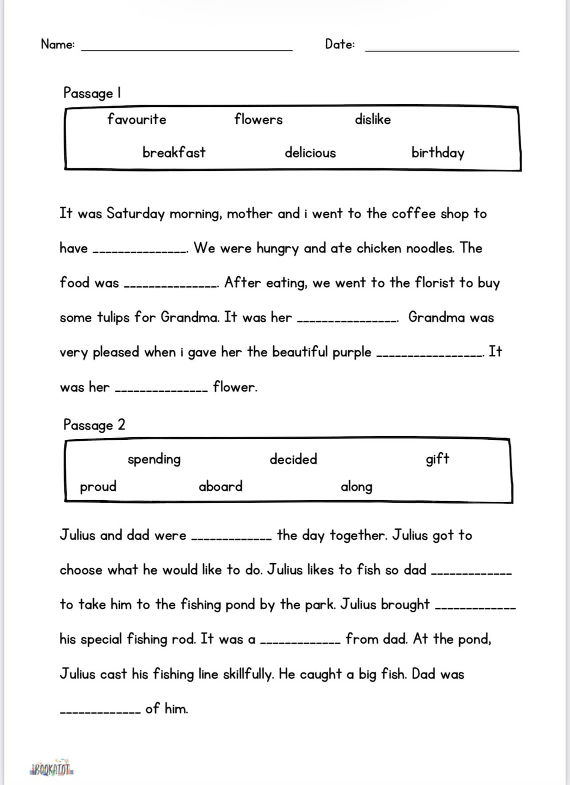 24 Printable Cloze Passage Practices for Grade 1/primary 1 Students. - Etsy