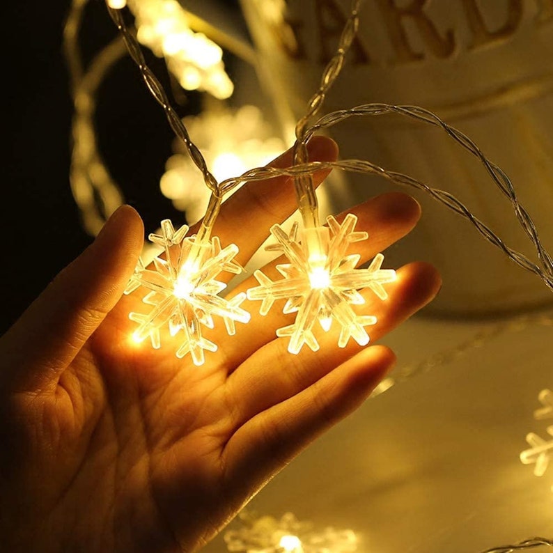 2 Pack of Christmas String Lights Snow Flake Snow Globe - Etsy