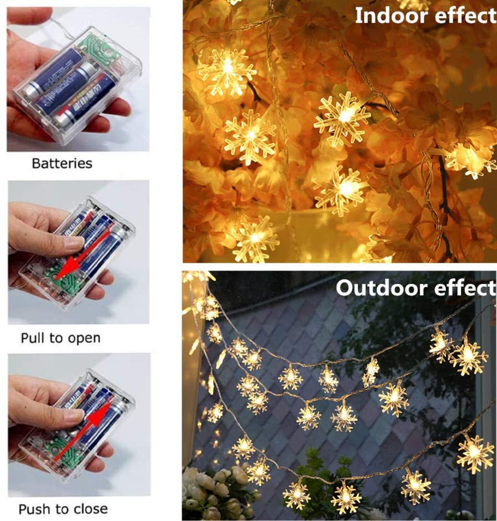 2 Pack of Christmas String Lights Snow Flake Snow Globe - Etsy