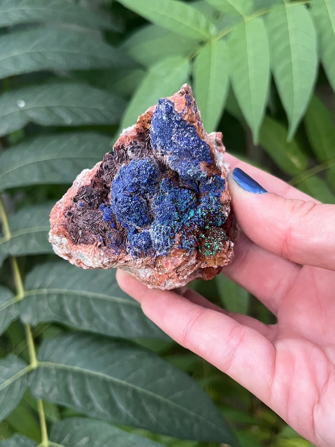 Raw Azurite Malachite Crystal on Matrix From Sidi Ayed, Morocco 245g ...
