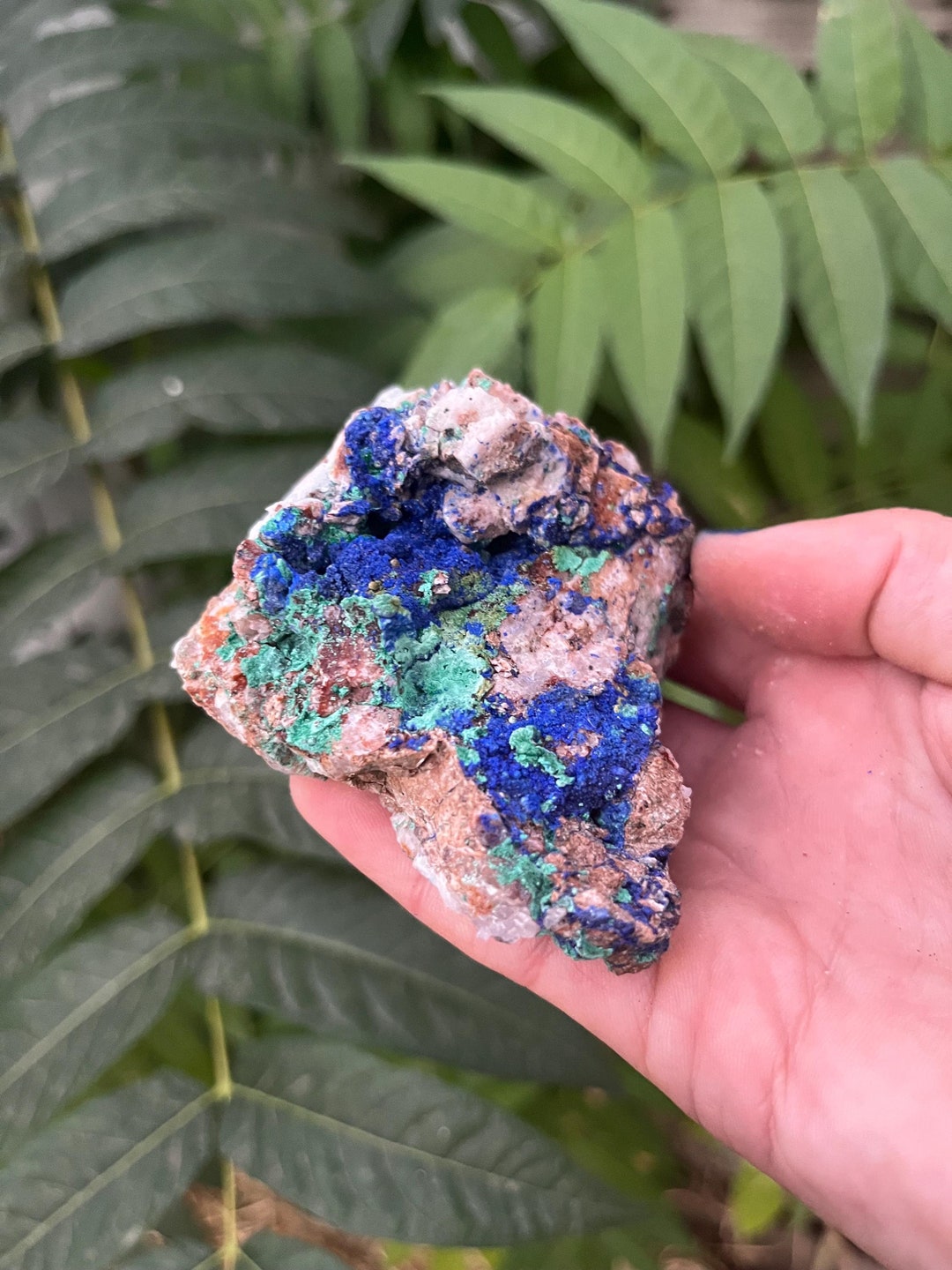 Raw Azurite Malachite Crystal on Matrix From Sidi Ayed, Morocco ...