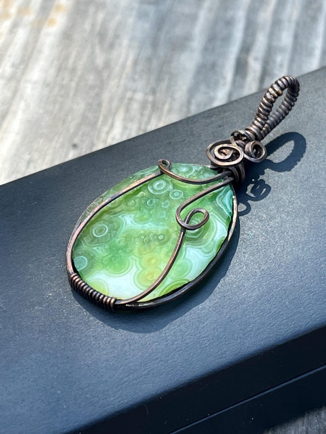 Beautiful Green Gobi Eye Agate Necklace | Rare Green Gobi Agate Pendant ...