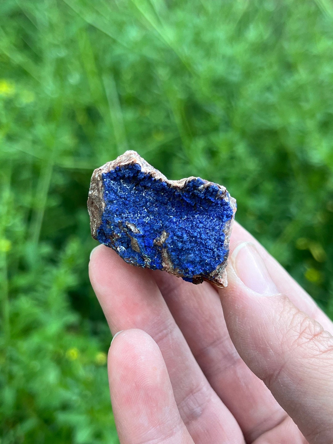 Raw Azurite Crystal on Matrix From Sidi Ayed, Morocco | Sparkling Blue ...