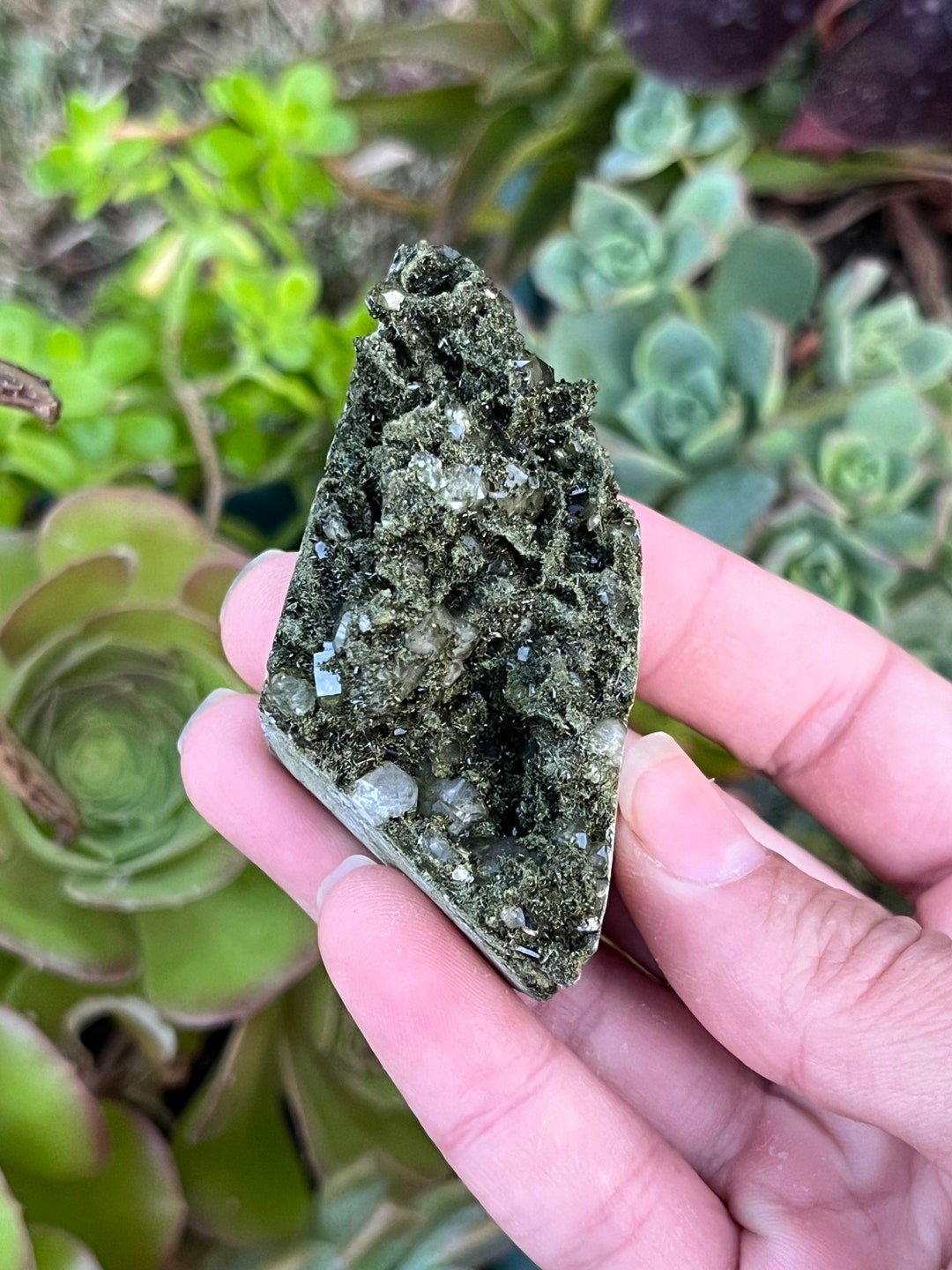 Sparkly Fairy Forest Quartz | New Find! Raw Green Epidote and Water ...