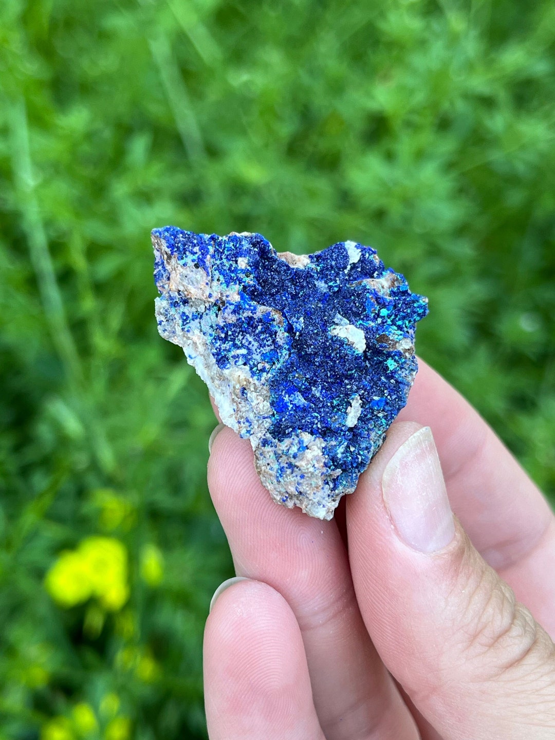 Raw Azurite Crystal on Matrix From Sidi Ayed, Morocco | Sparkling Blue ...