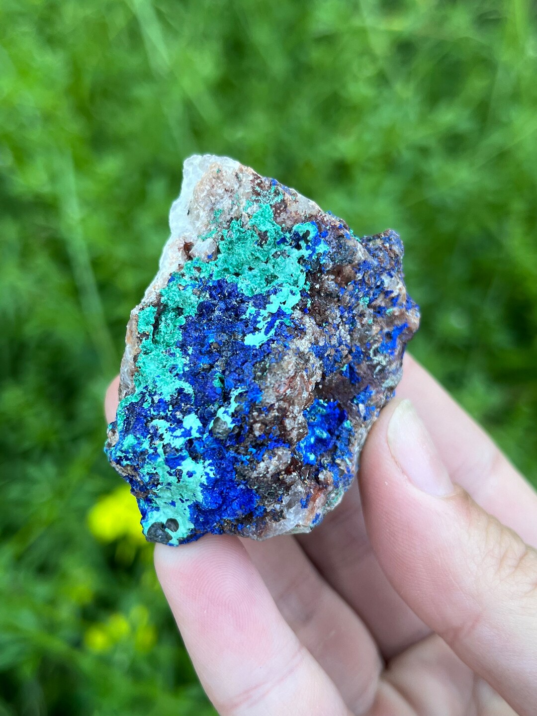 Raw Azurite Malachite Crystal on Matrix From Sidi Ayed, Morocco ...