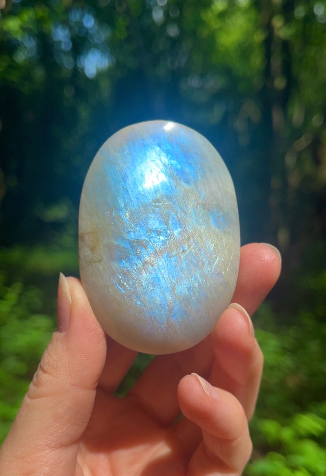 Blue Flash Moonstone Crystal Palmstone - Etsy