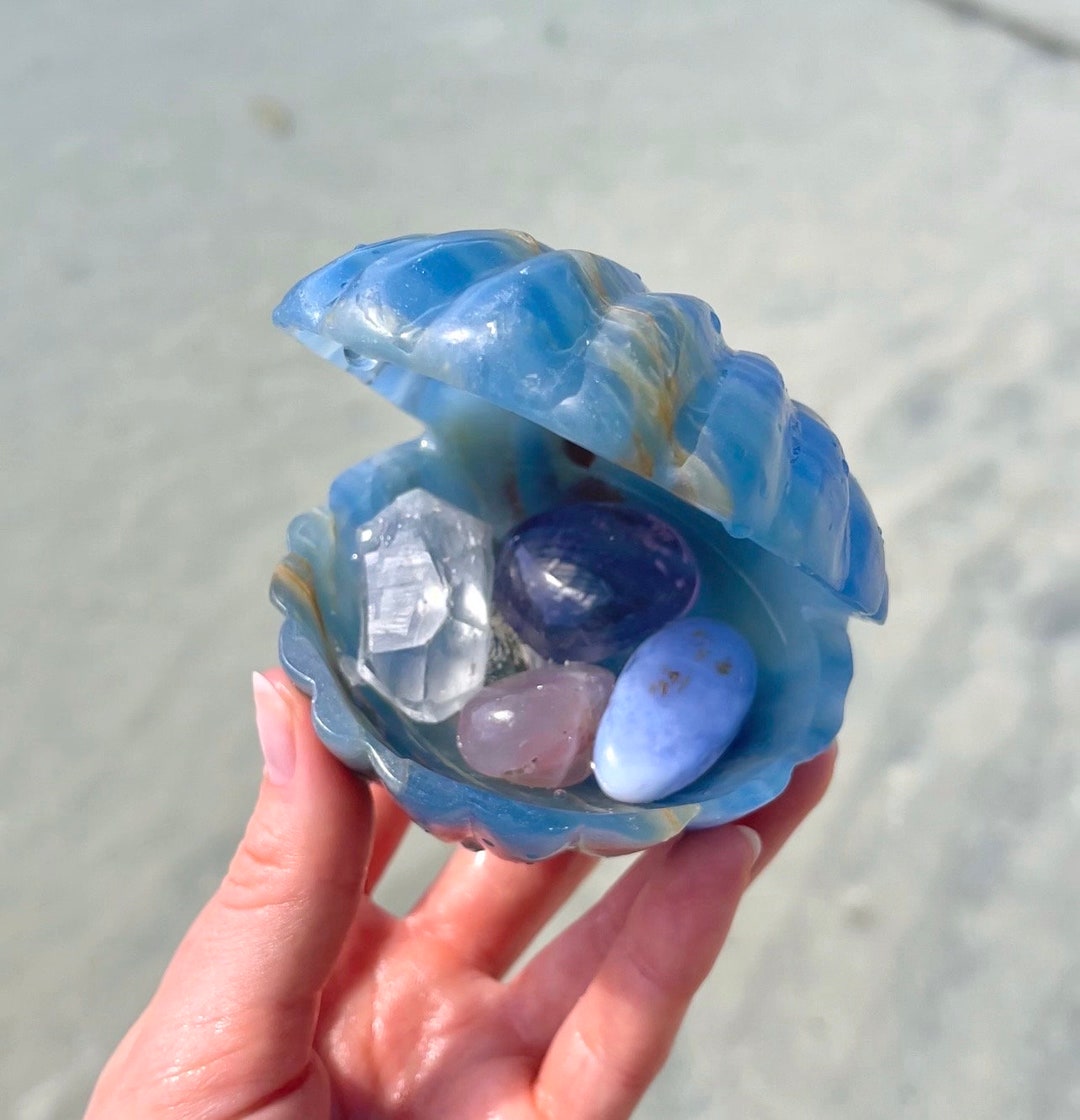 Blue Onyx Crystal Clam Sea Shell - Etsy