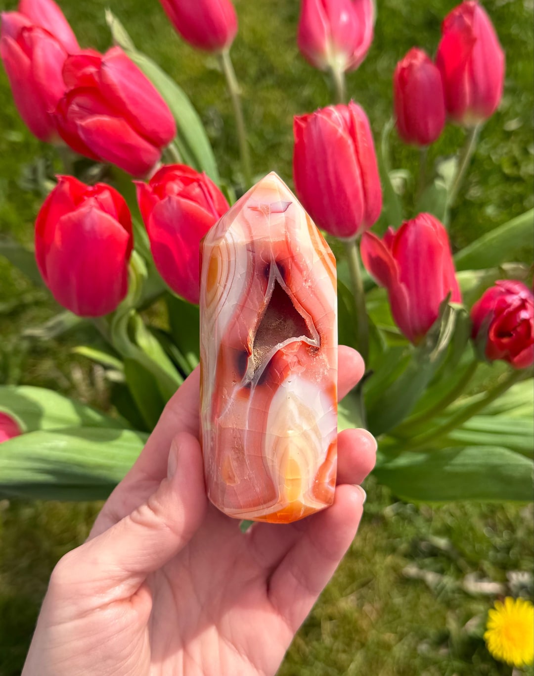 Rare Pastel Red Pink Carnelian Crystal Tower Point Freeform Healing ...
