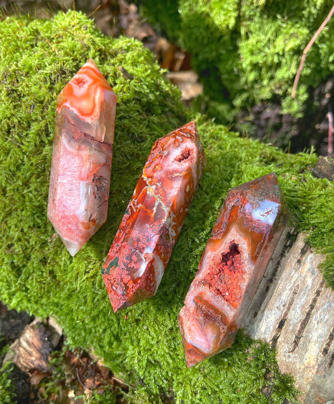 Double Terminated Red Moss Agate Crystal Points Wands - Etsy