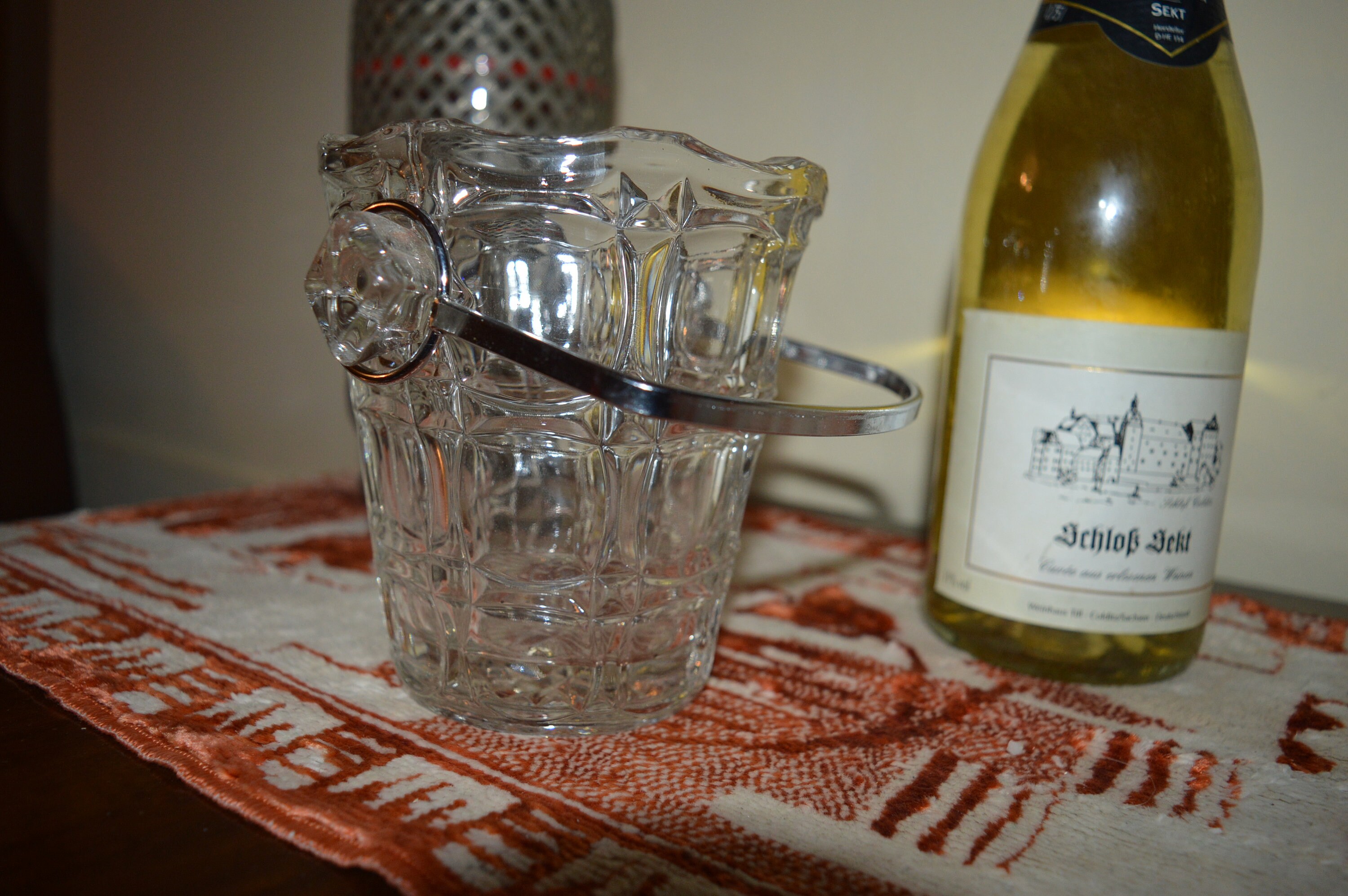 Vintage Retro Cut Glass Crystal Ice Bucket With Chrome Handle - Etsy