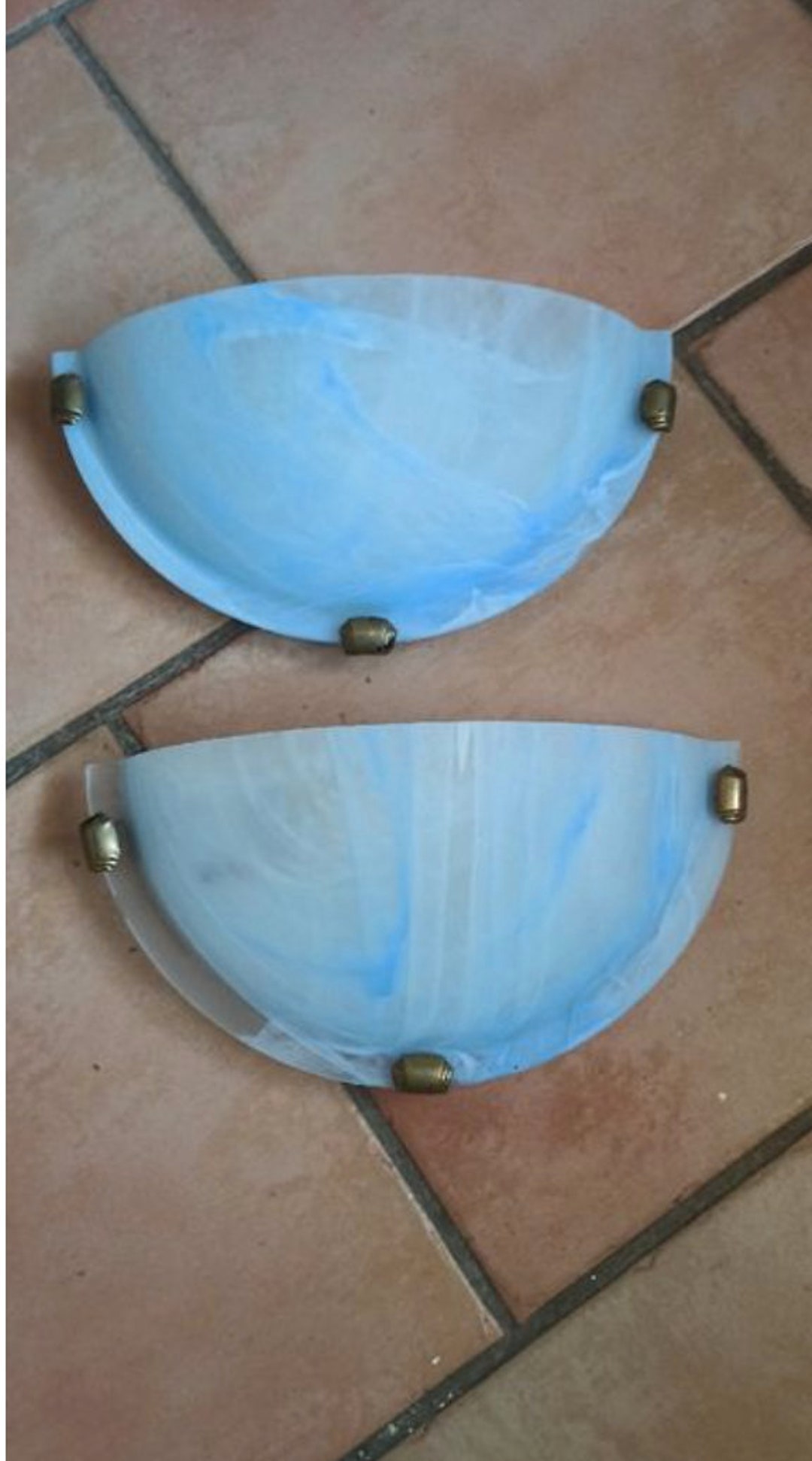1980s Pair Retro Vintage Blue Glass Wall Lights - Etsy