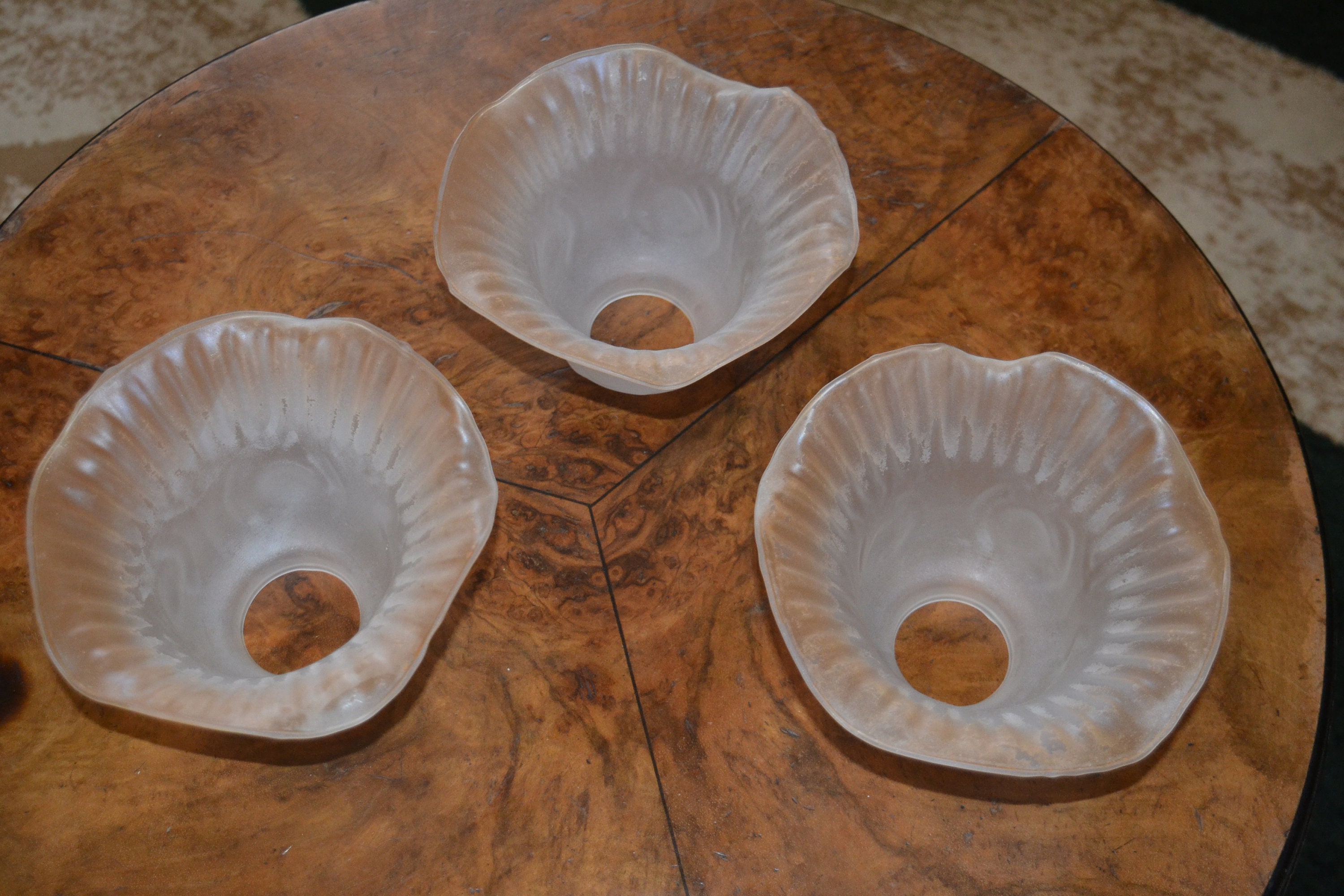 French Art Deco Flower Design Glass Light Shades X 3 - Etsy