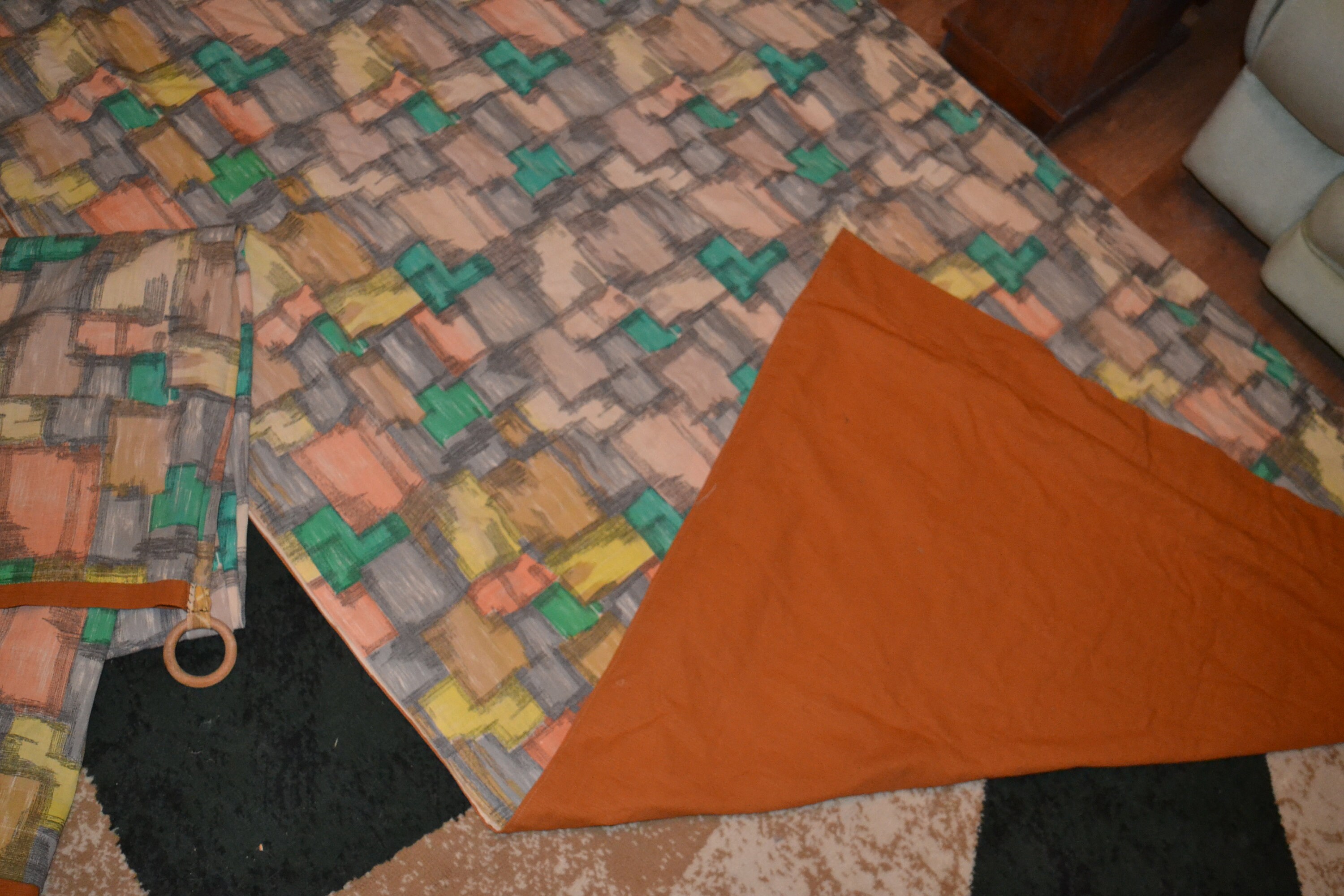 Original 1960s/70s Retro Home Made Long Curtains 86 Long X 48 Wide - Etsy