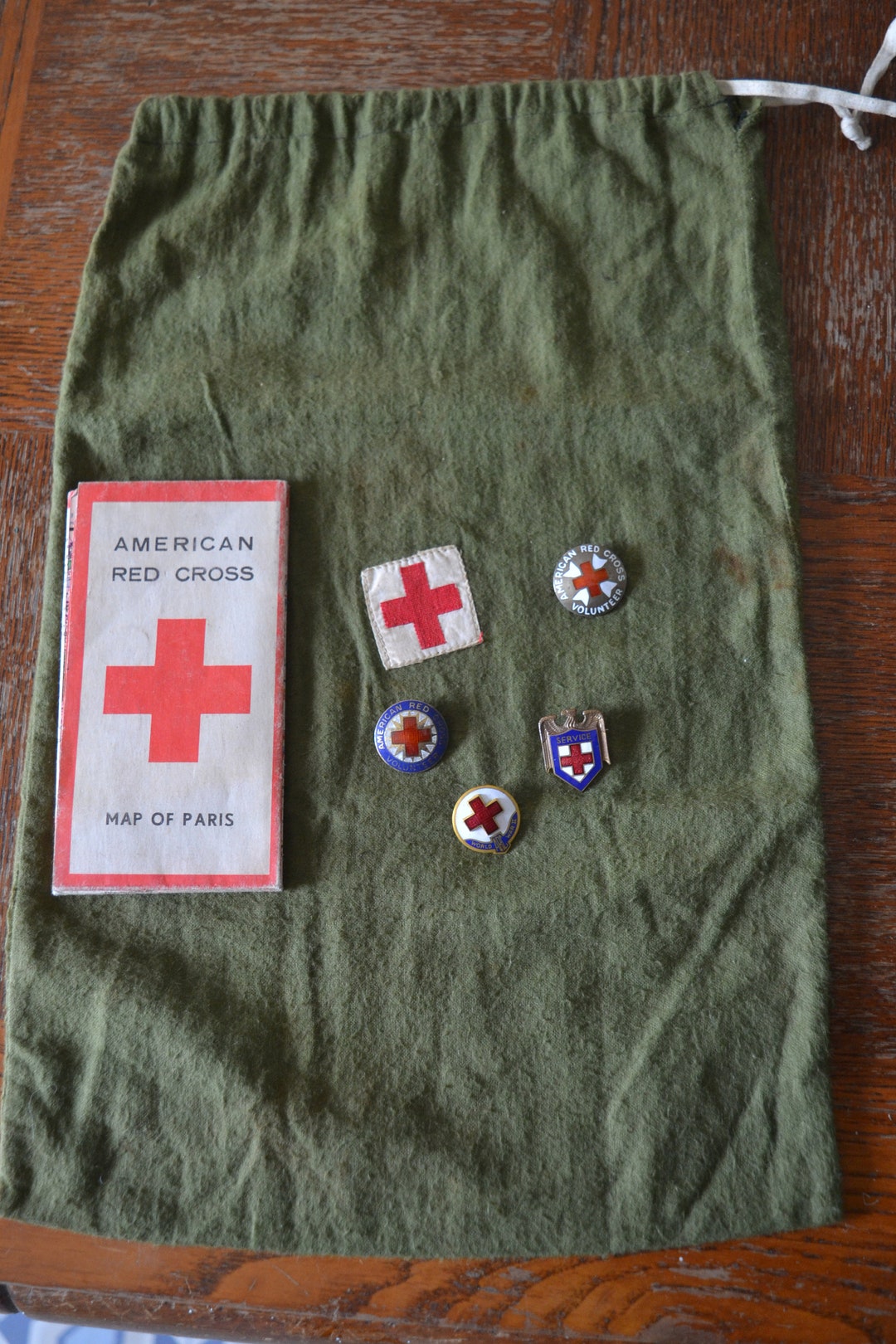WW2 American Red Cross Grouping-pins-map of Paris-ditty Bag-home Made ...
