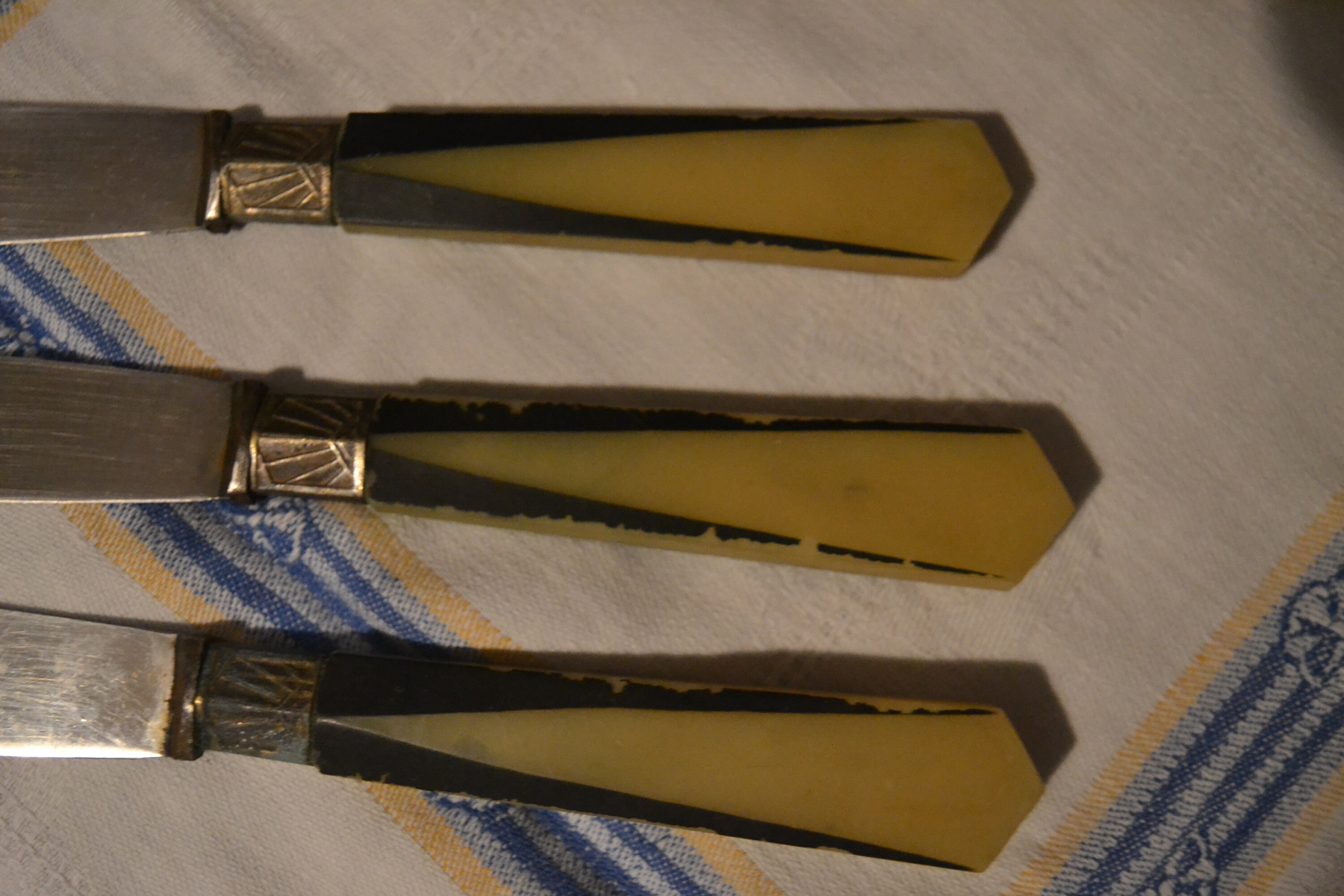 French Set of 3 Art Deco Pattern Knives - Etsy