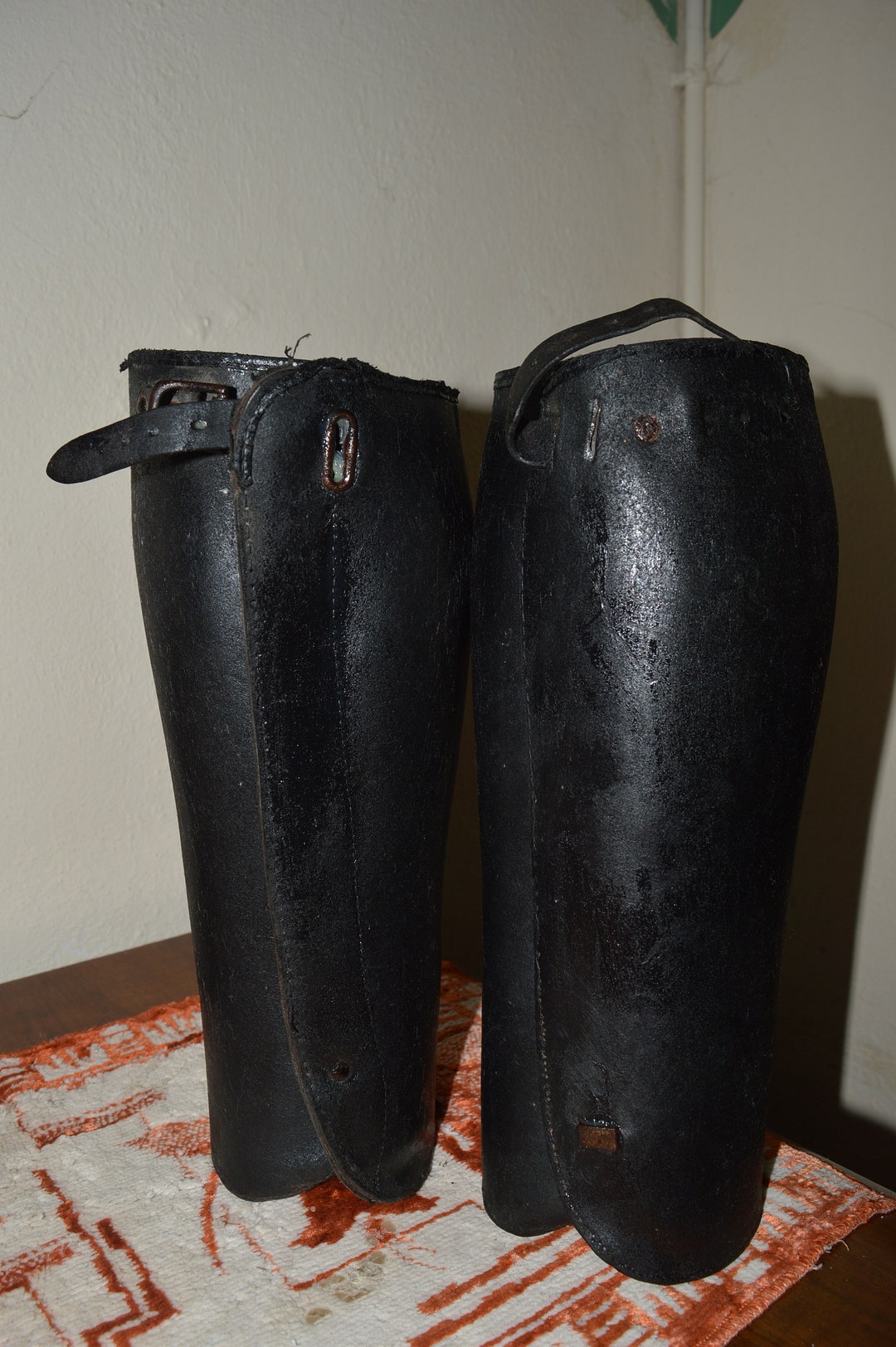 1920s French Black Leather Gaiters/chaps - Etsy