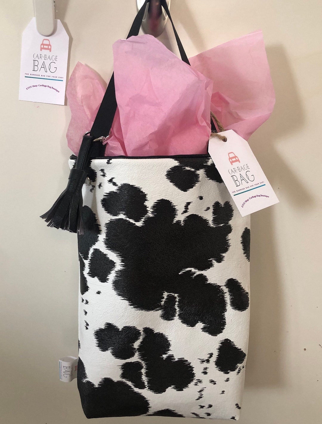 Cow Car Garbage Can, Cowhide Trash Bag, Western Car Accessories, Cowboy ...