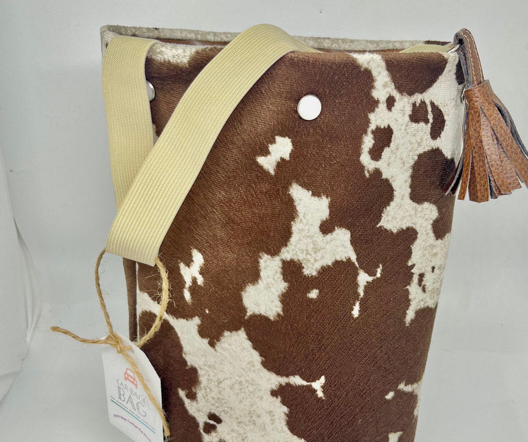 Cow Car Garbage Can, Cowhide Car Garbage Bag, Western Car Accessories ...