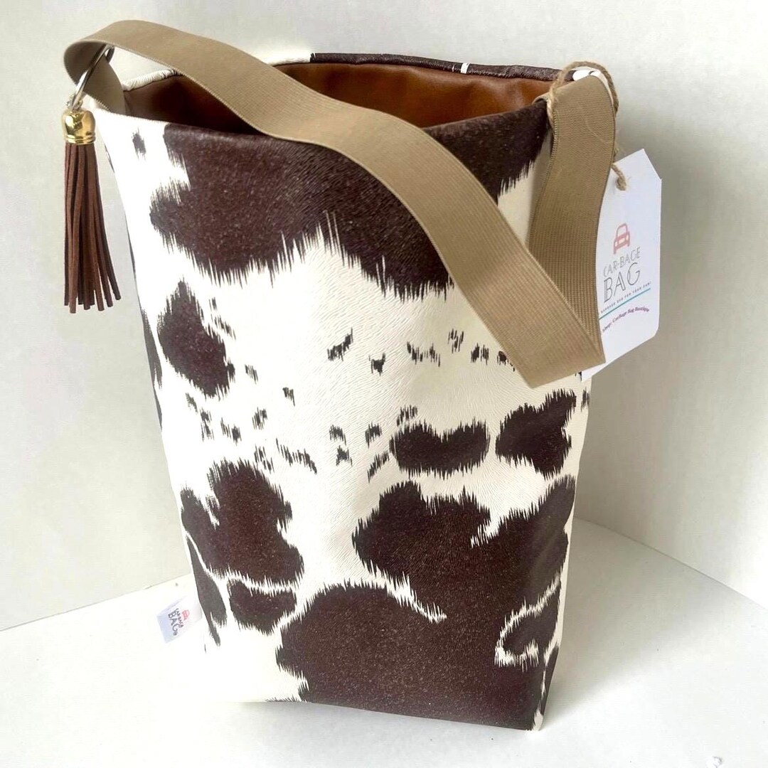 Cowhide Car Trash Bag, Cow Car Garbage Can, Western Car Accessories ...