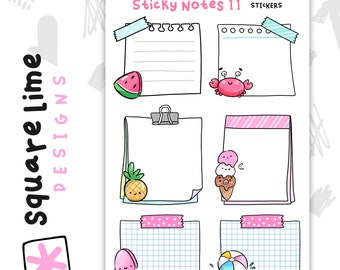 12 Sticky Note Planner Stickers, Notepad Planner Stickers, Blank Doodle ...