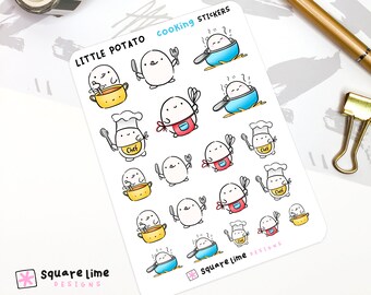 Brunette Girl Cooking Planner Stickers, Printed Stickers, Food Stickers ...