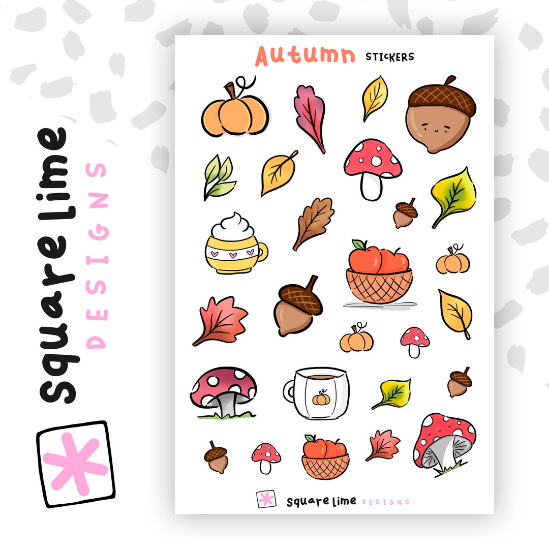 Autumn Themed Doodle Stickers - Fall Season Stickers - Planner and ...