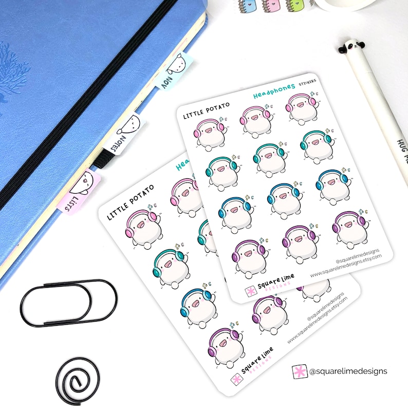 Headphones Printable Stickers Featuring Little Potato - Etsy