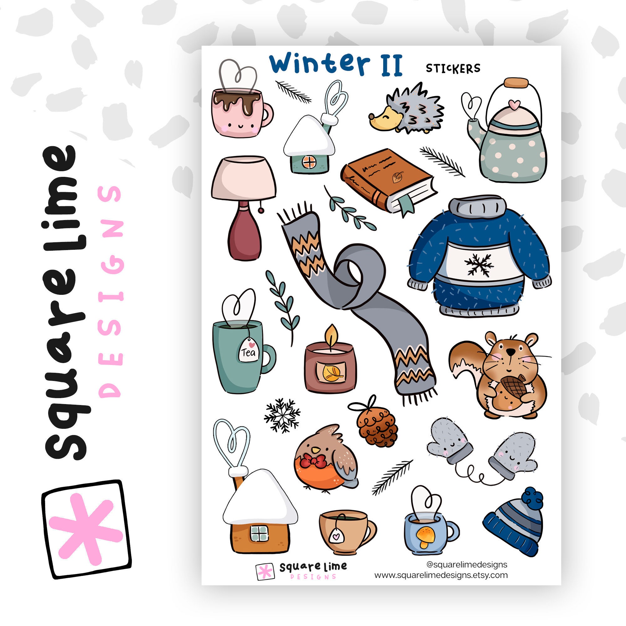 Winter Themed Doodle Stickers Winter II Winter Season - Etsy Australia