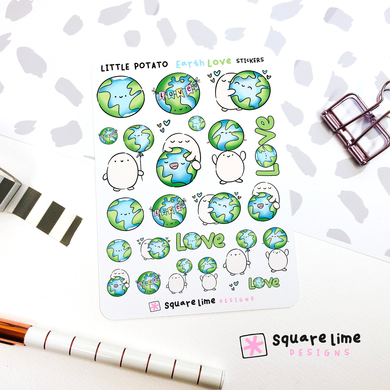 Earth Love Stickers Little Potato Stickers Earth Day - Etsy