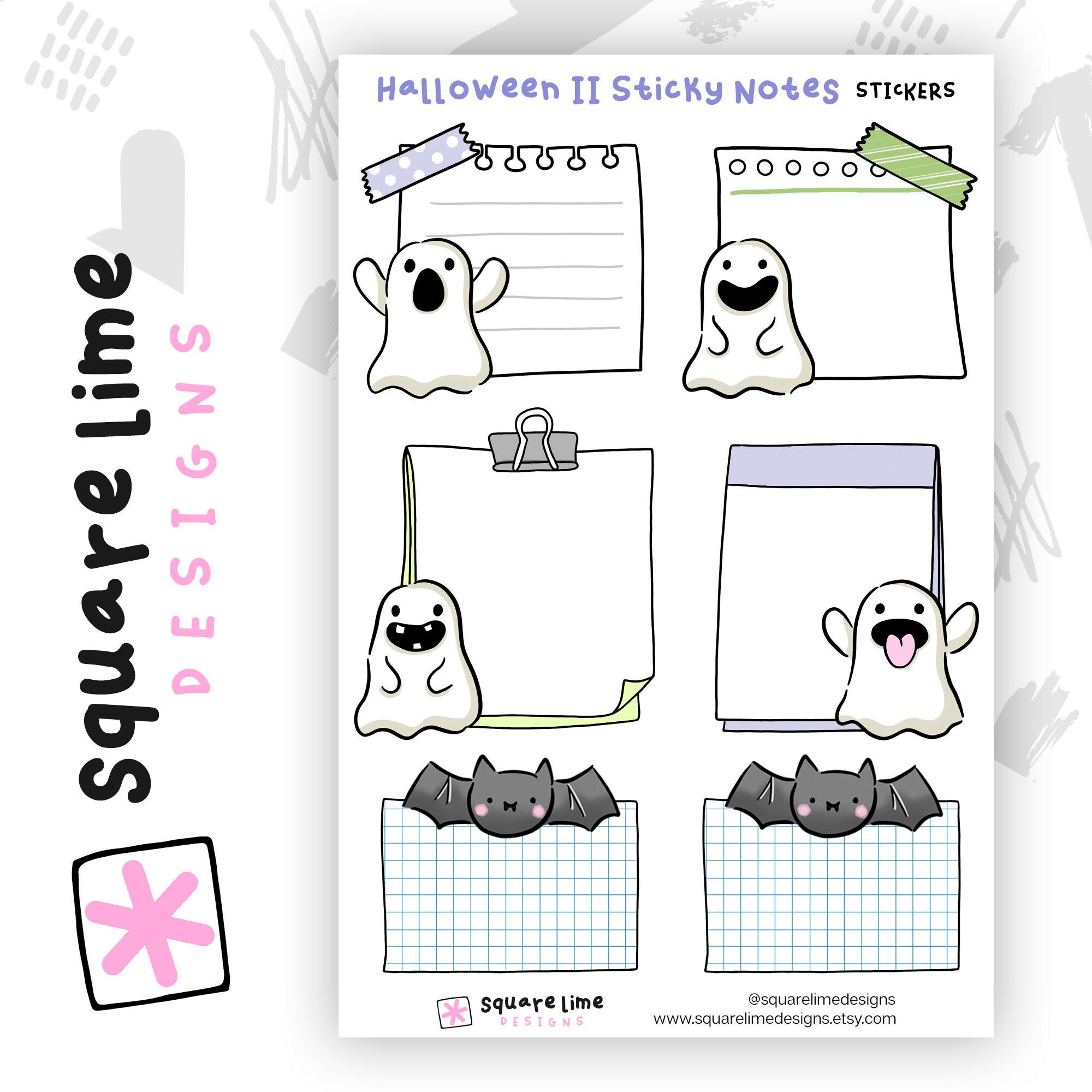 Sticky Notes Stickers 13 With Halloween Doodles Halloween | Etsy