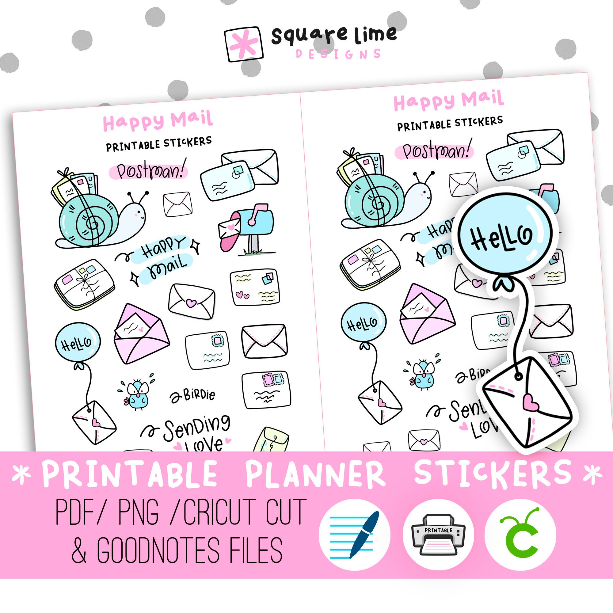 Happy Mail - Printable Stickers — Square Lime Designs