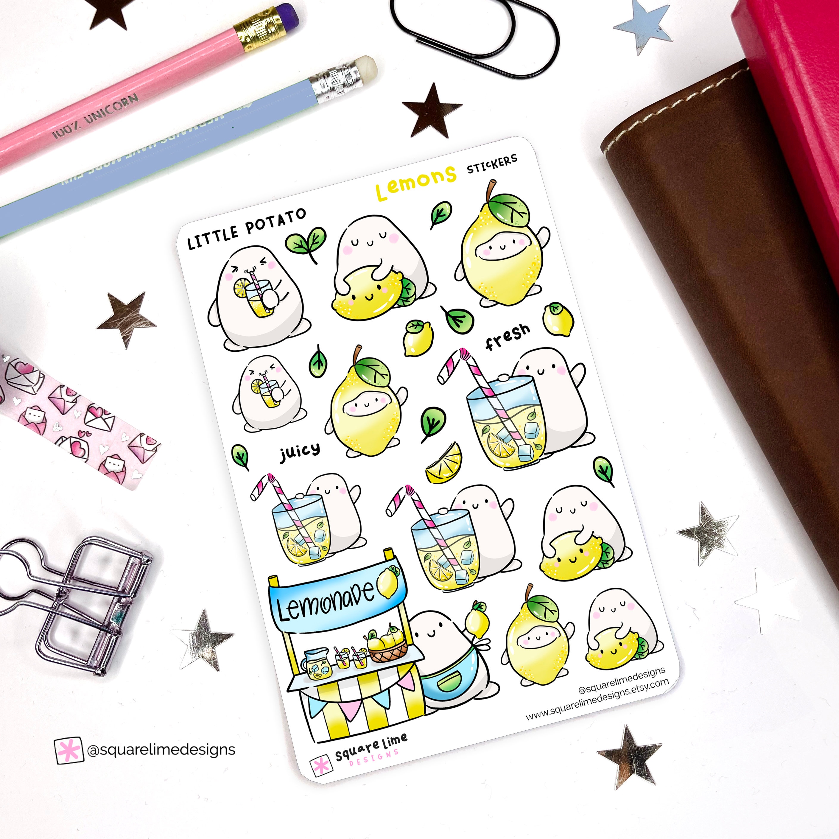 Lemons - Printable Stickers featuring Little Potato — Square Lime Designs