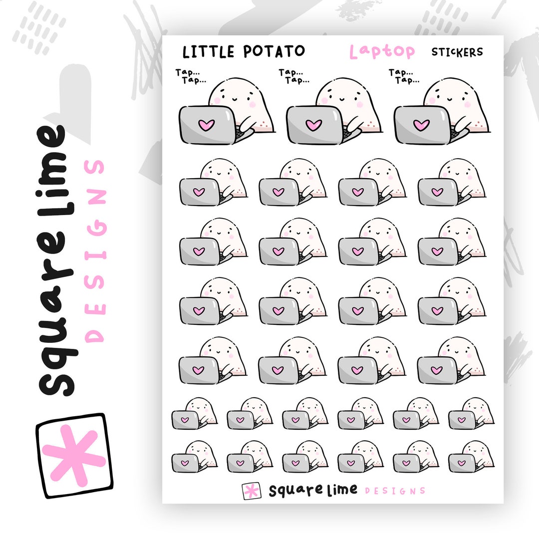 Laptop Stickers Featuring Little Potato Working Stickers Planner and ...