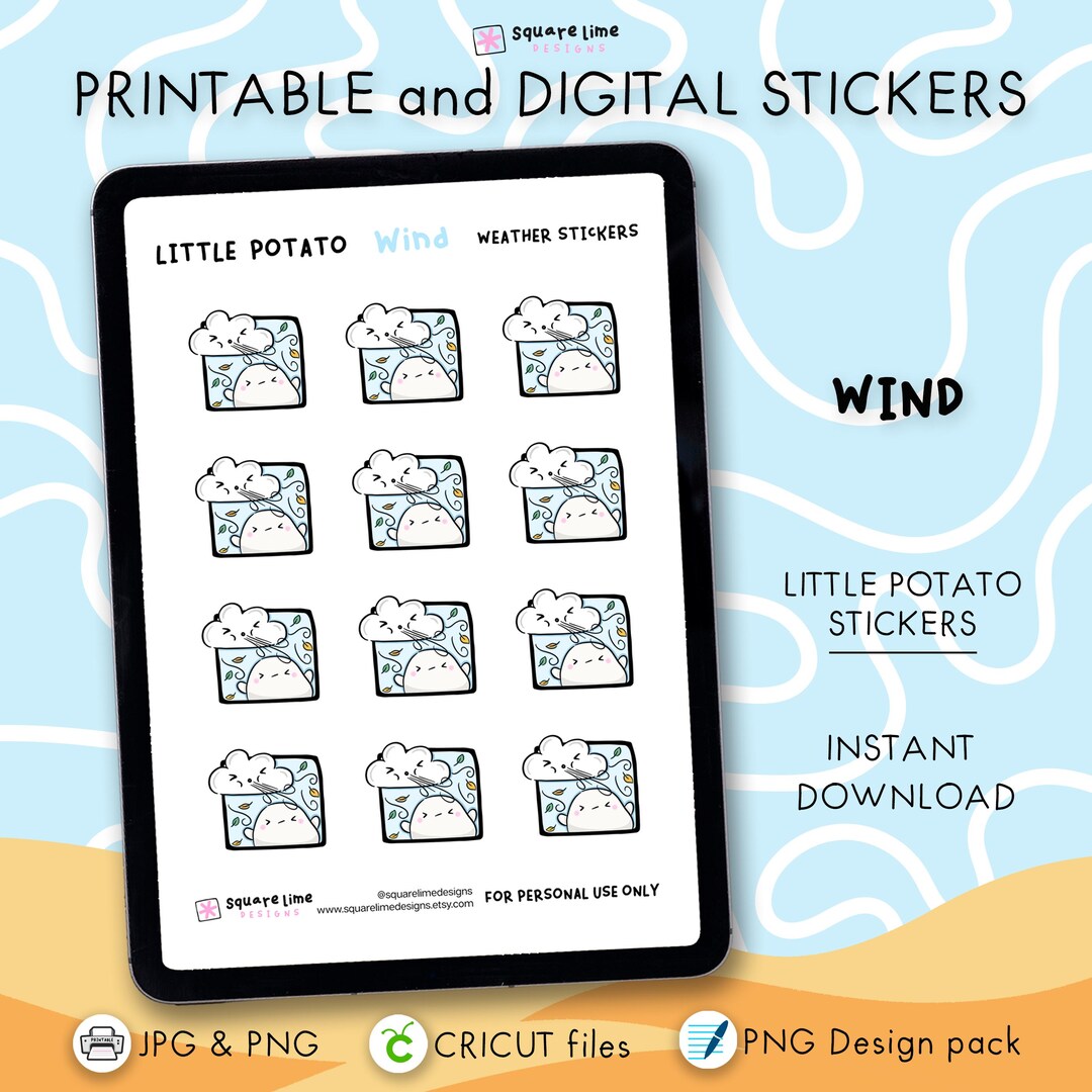 Wind Icon Weather Stickers – Printable & Digital – Little Potato ...