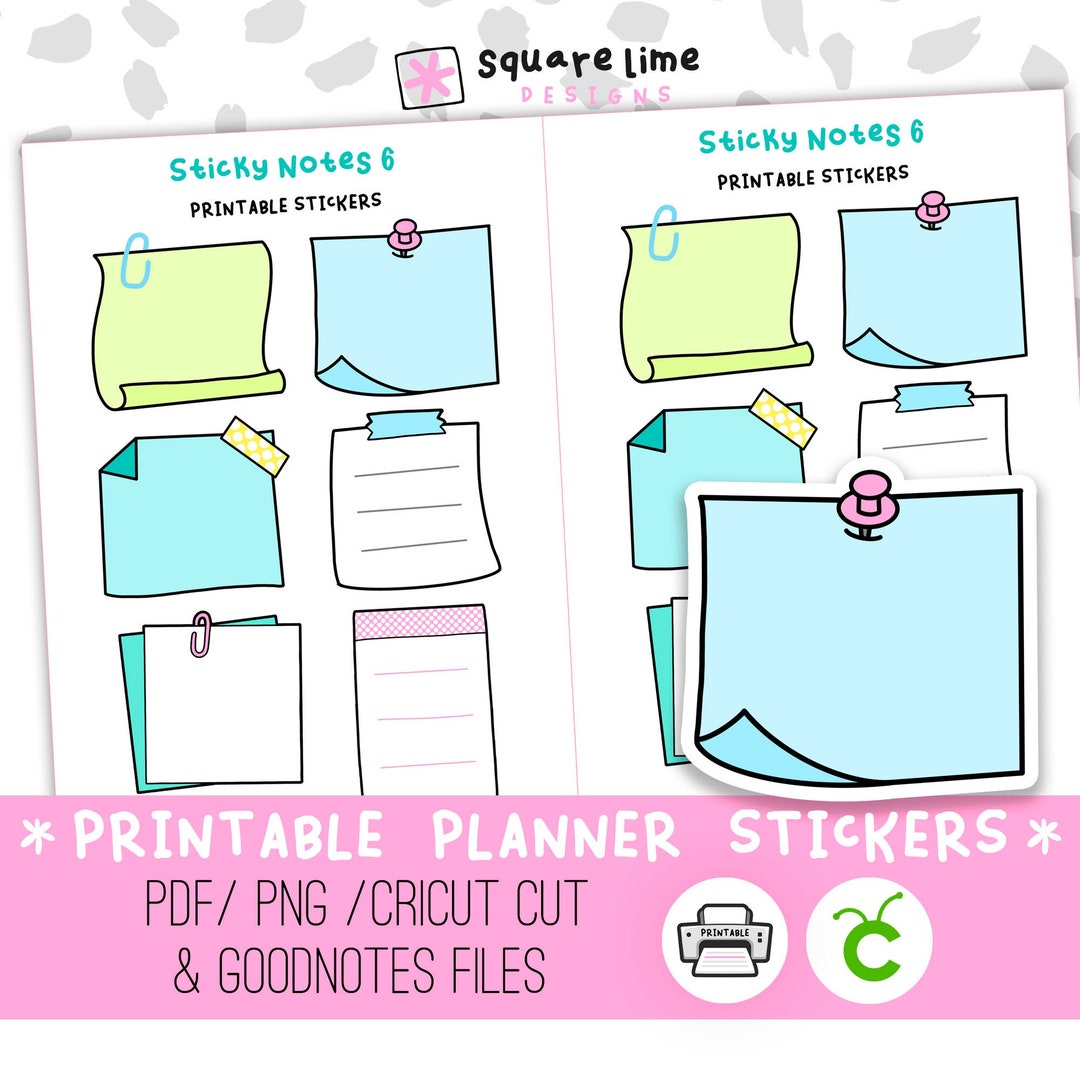 Sticky Notes Printable Stickers #6 - Digital Stickers - JPG, PNG ...