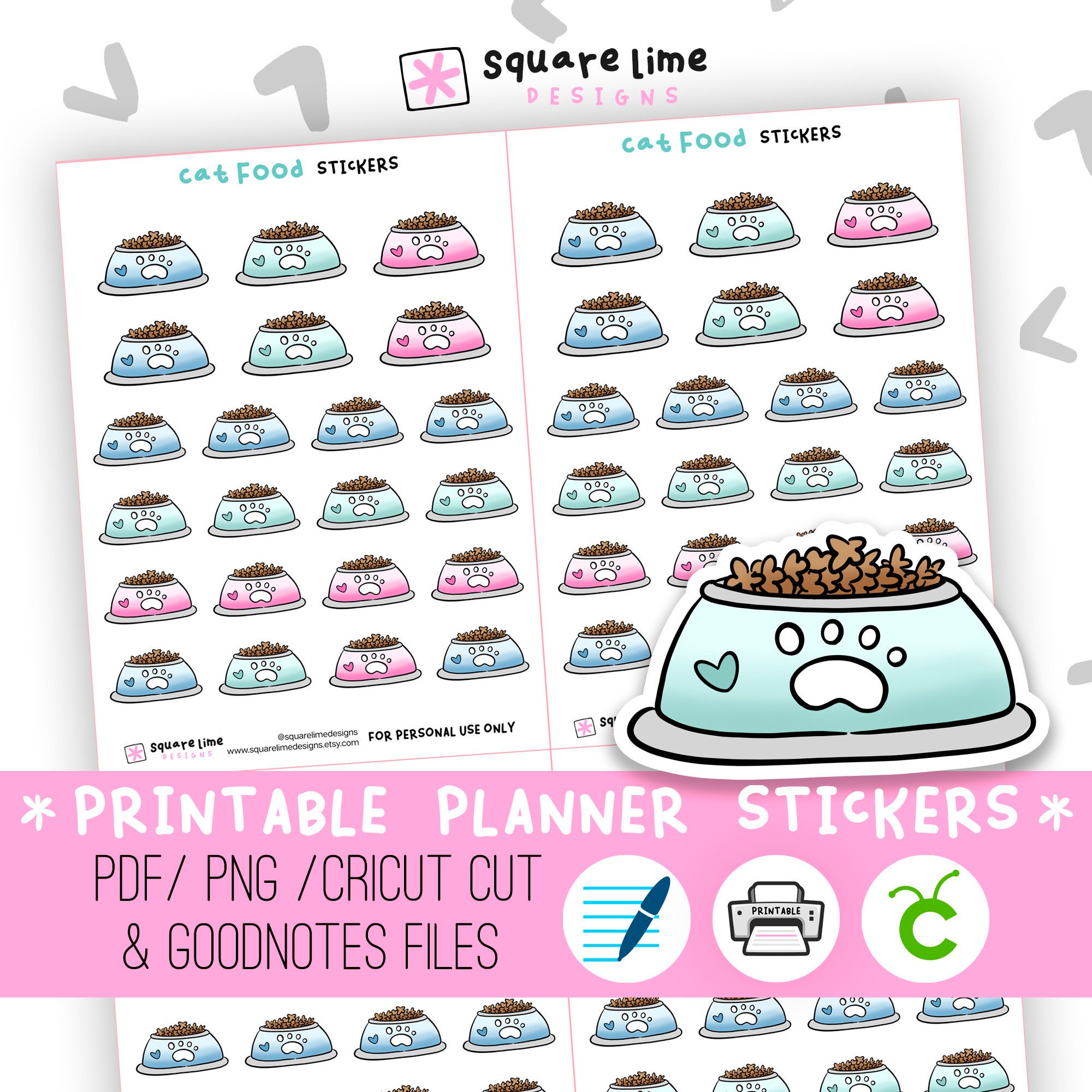 Cat Food Printable Stickers — Square Lime Designs