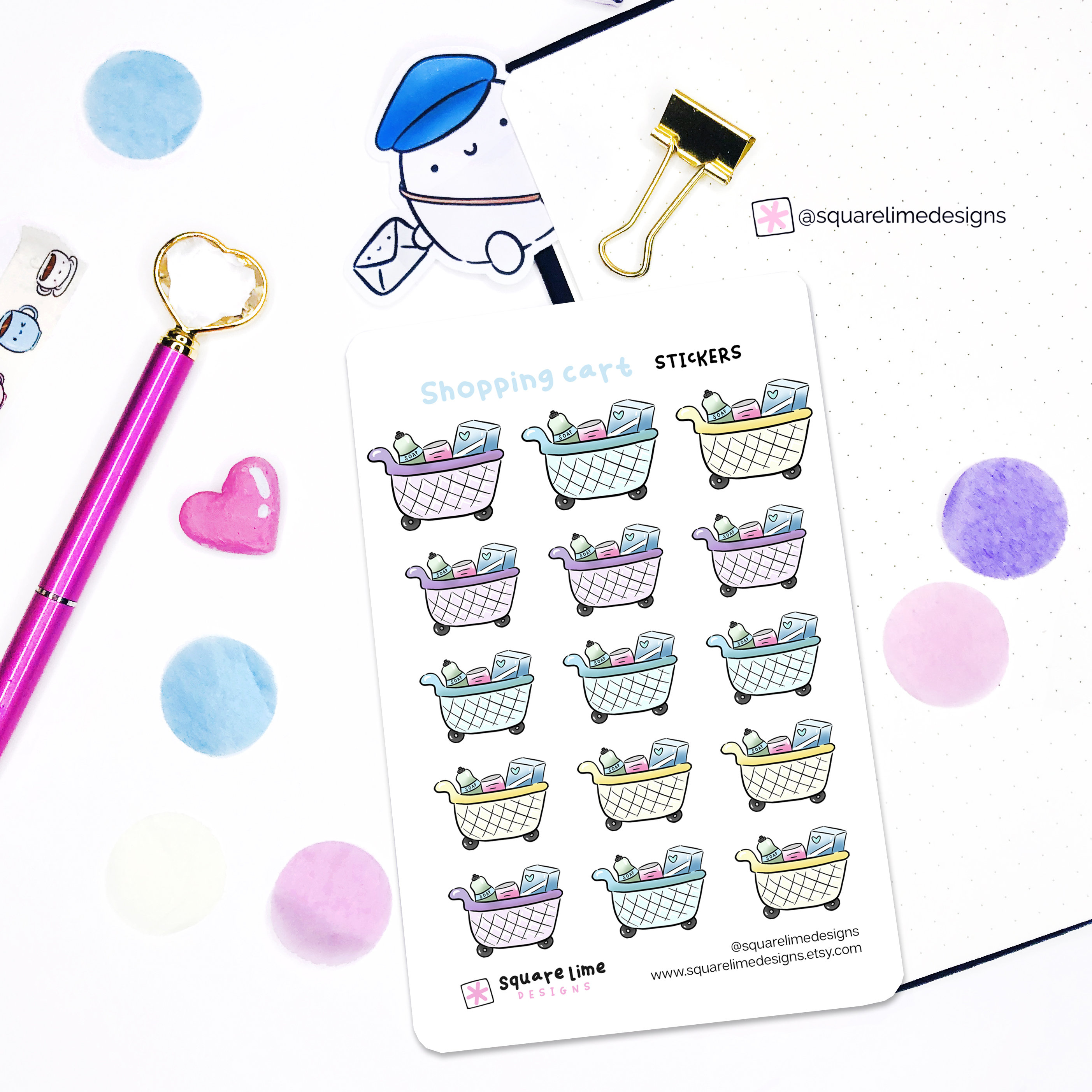 SHOPPING CART - Printable Stickers — Square Lime Designs