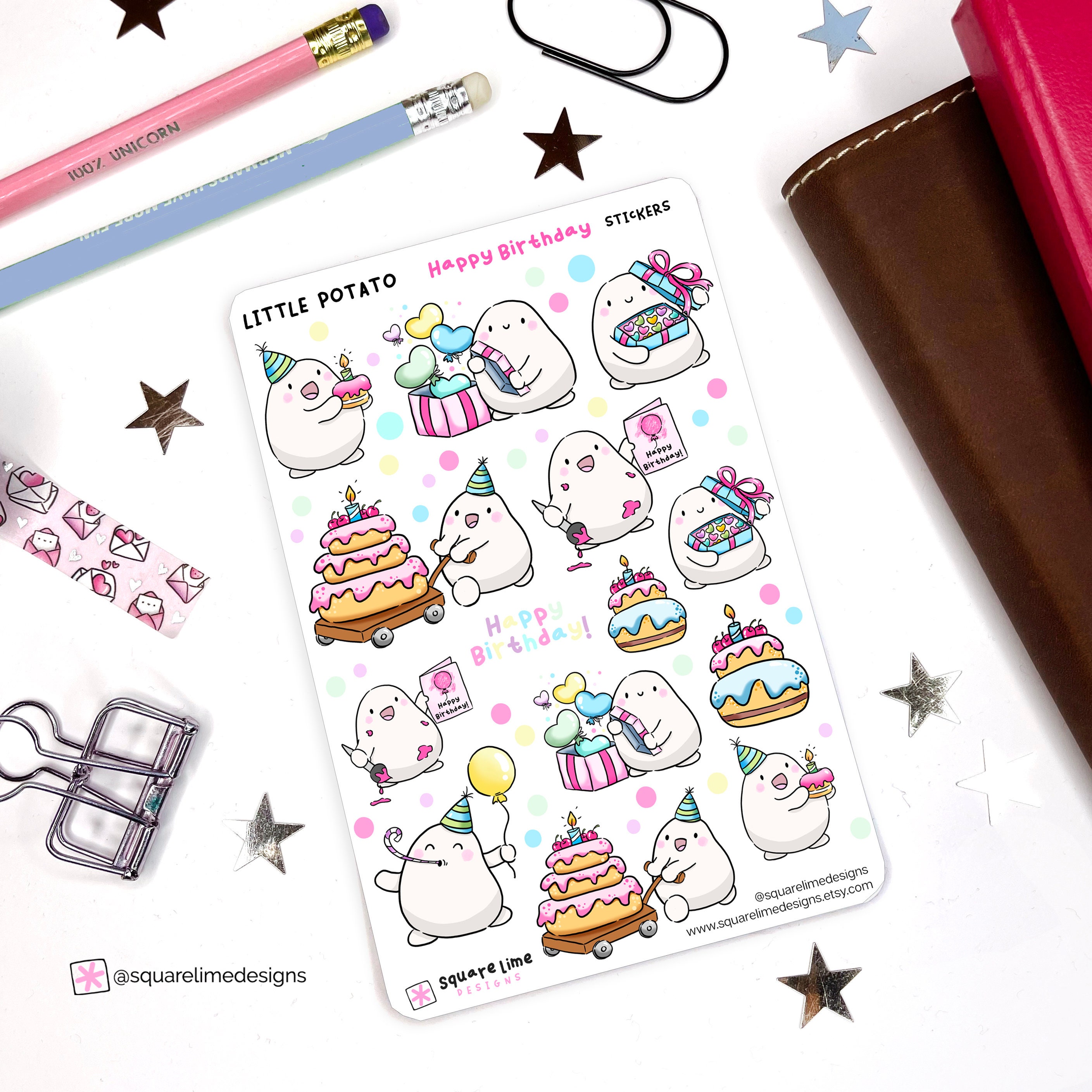 Happy Birthday - Printable Stickers featuring Little Potato — Square ...