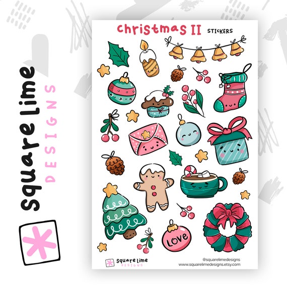 Christmas Themed Doodle Stickers Xmas II Christimas Season | Etsy
