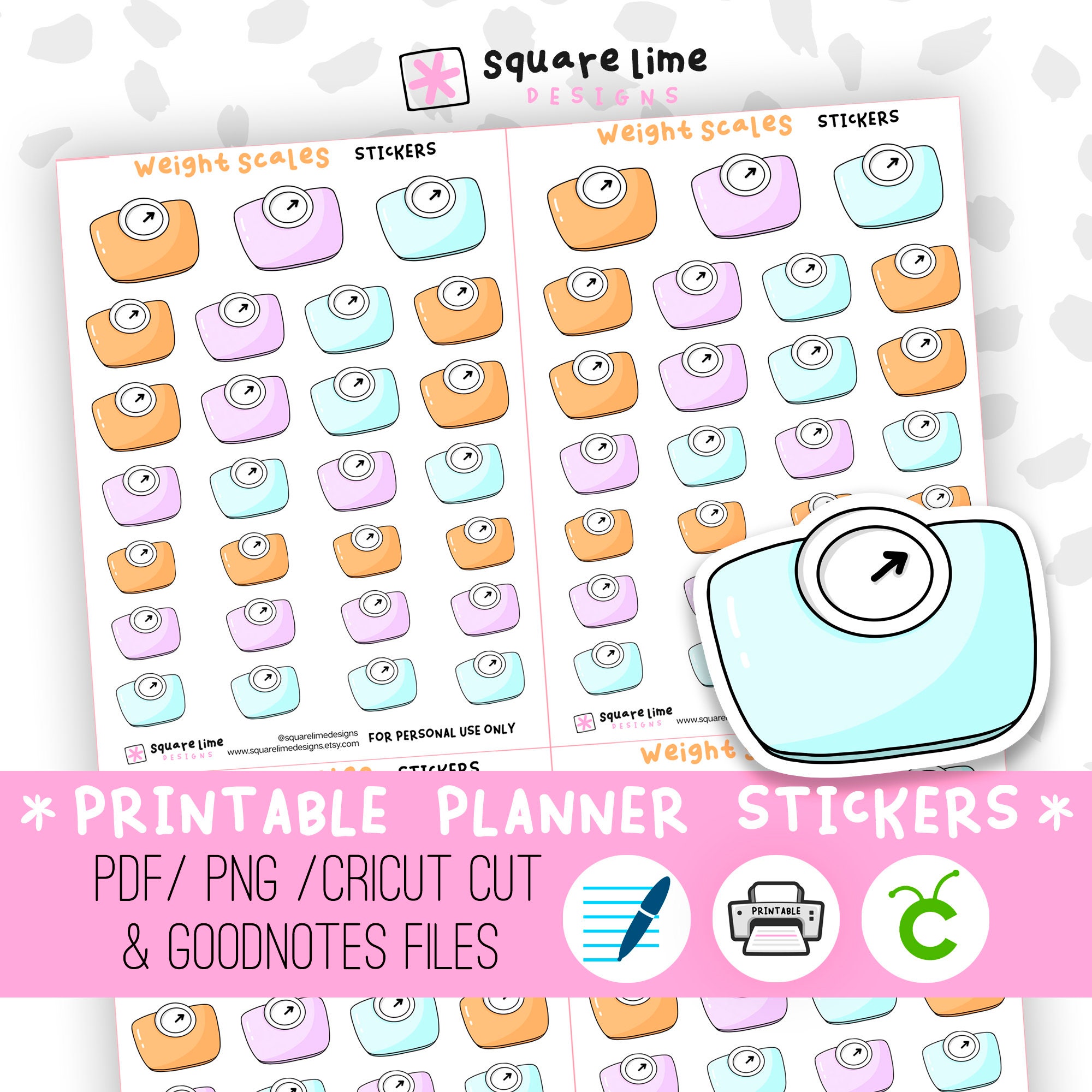 Weight Scales Printable Stickers Weight Tracker Stickers | Etsy