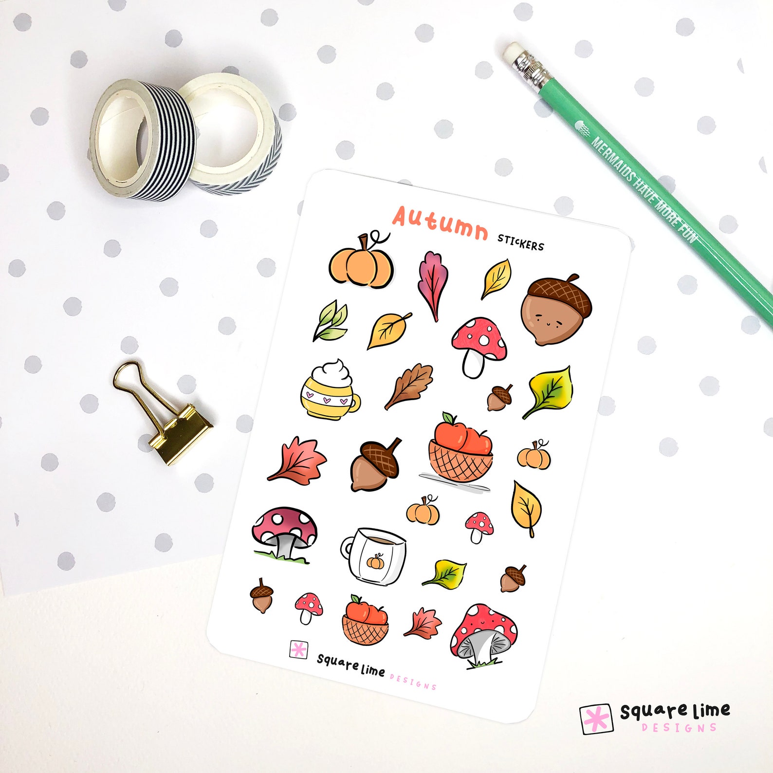 Autumn Themed Doodle Stickers Fall Season Stickers Planner - Etsy