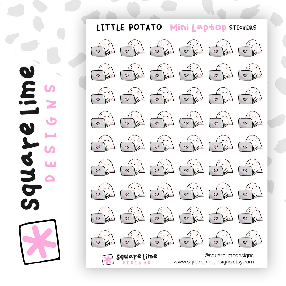 Mini Laptop Stickers Featuring Little Potato - Working Stickers ...