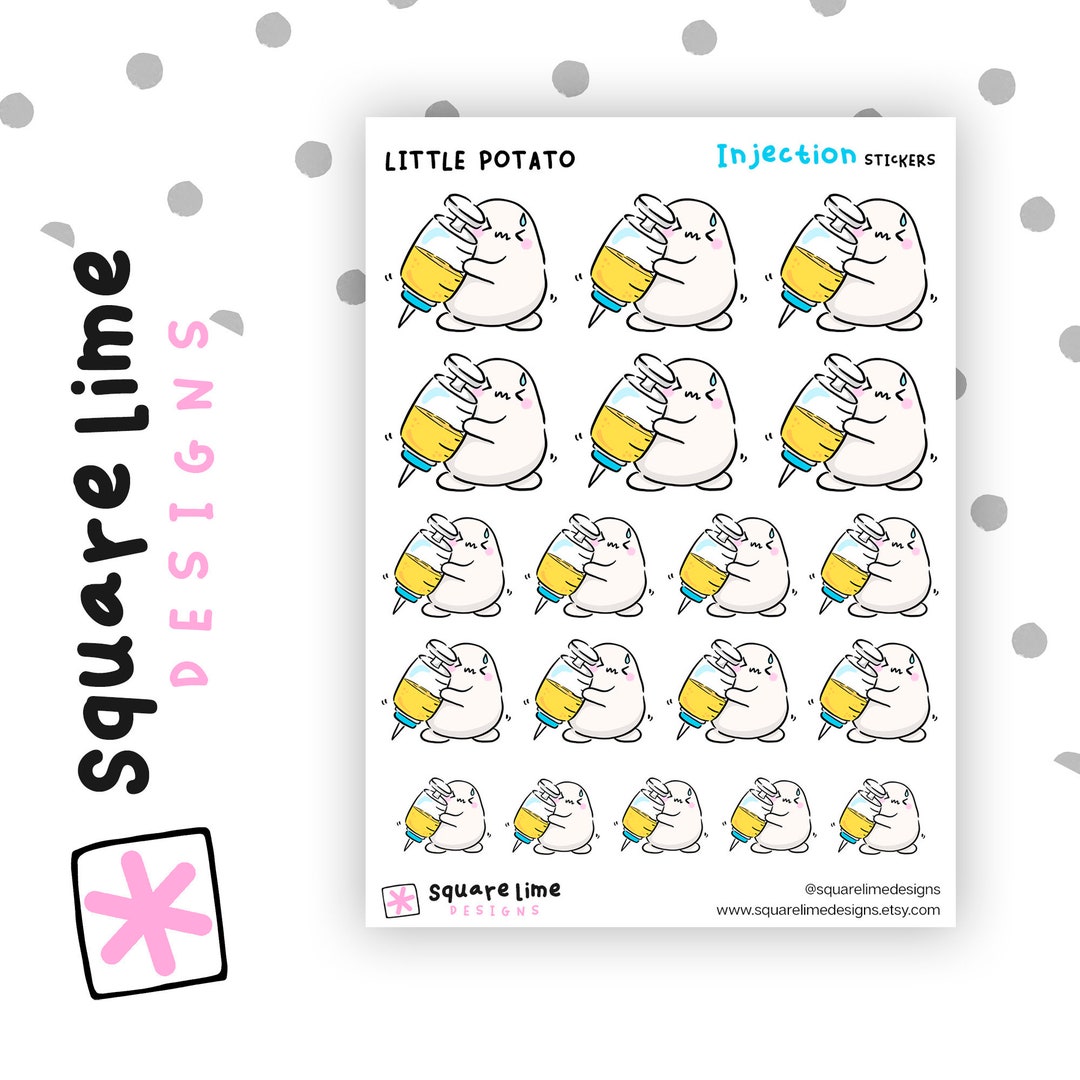 Injection Stickers Featuring Little Potato Health Appointment, Health ...