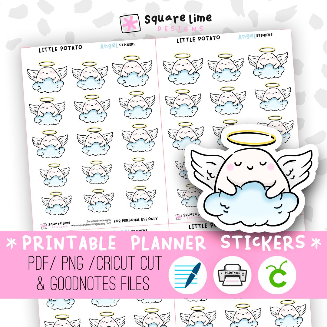 Angel Printable Stickers Featuring Little Potato - Digital Stickers ...