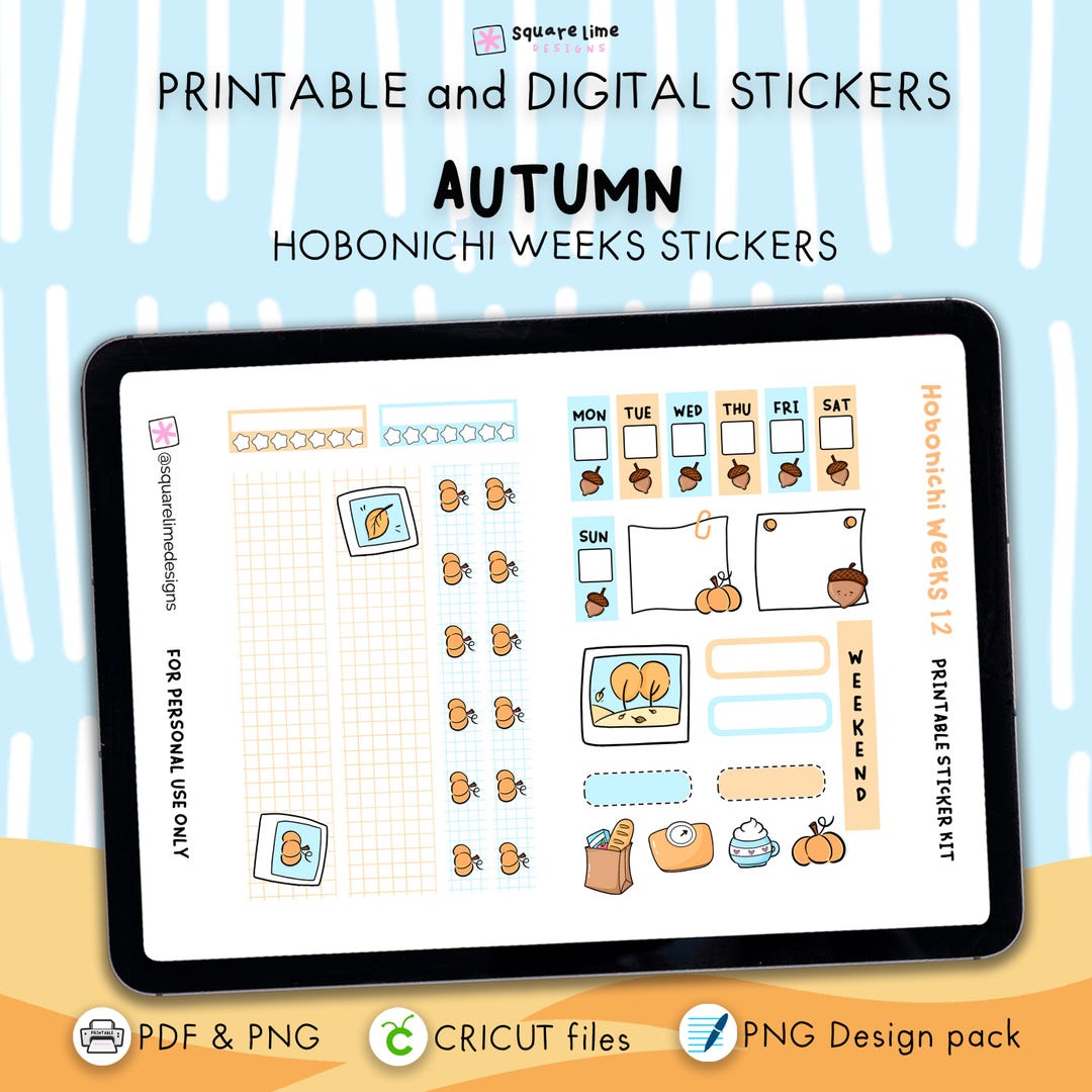 Autumn Hobonichi Weeks Sticker Kit – Printable and Digital Stickers ...
