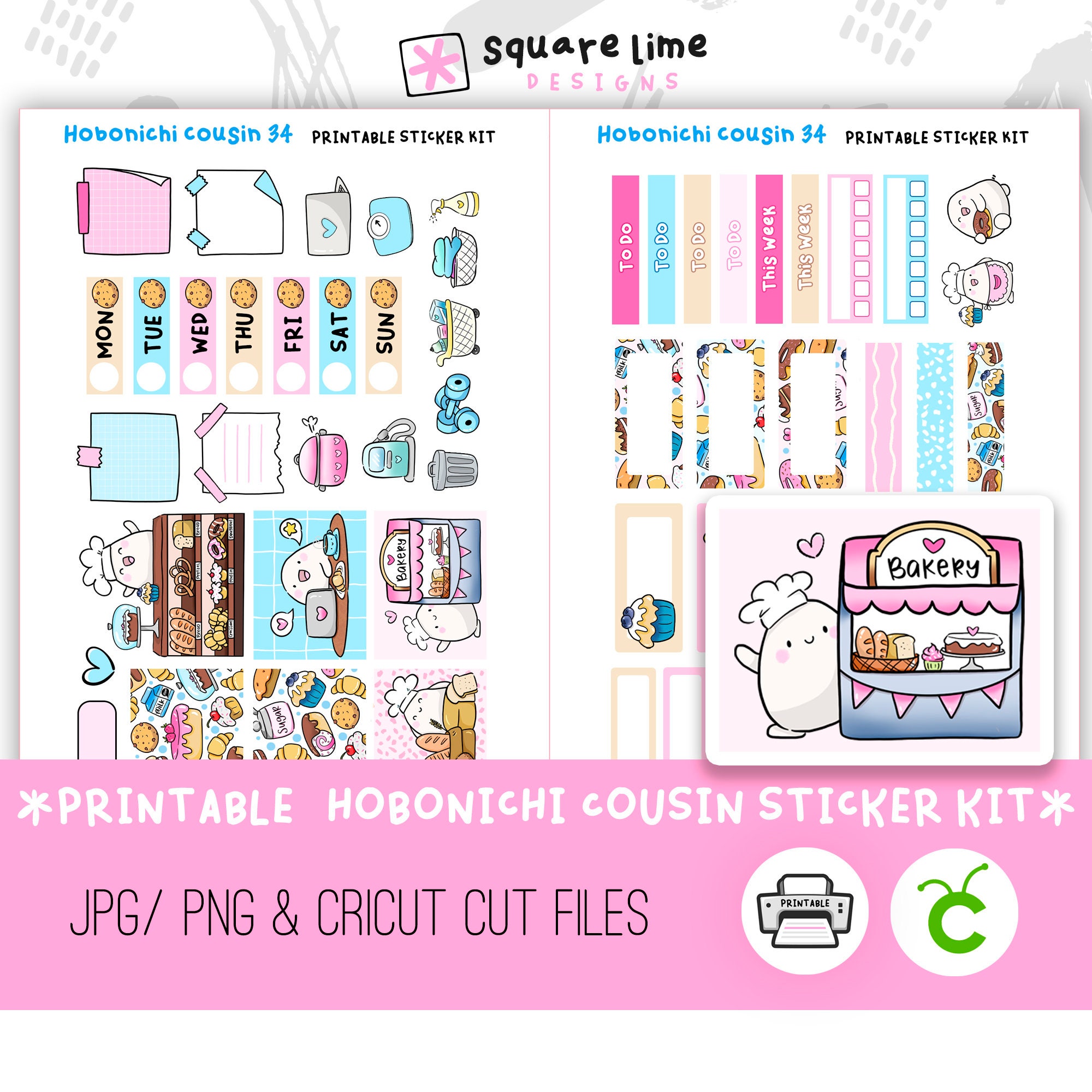 BAKERY Hobonichi Cousin #34 - Printable Sticker Kit — Square Lime Designs